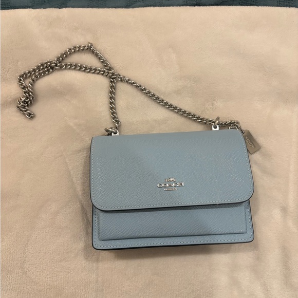 Coach | Bags | Coach Sky Blue Crossbody Bag With Chain Strap | Poshmark